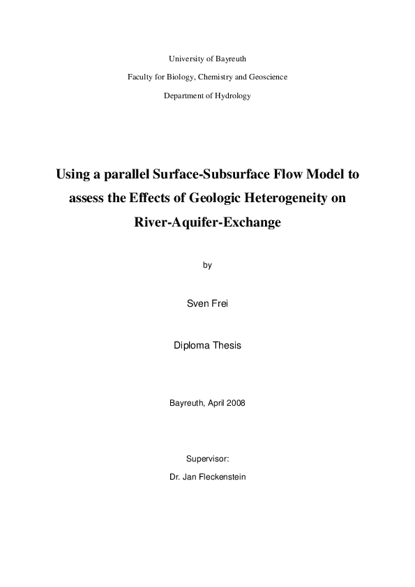 Pdf Using A Parallel Surface Subsurface Flow Model To Assess The