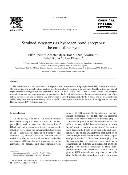 (PDF) Strained π-systems as hydrogen bond acceptors: the case of benzyne