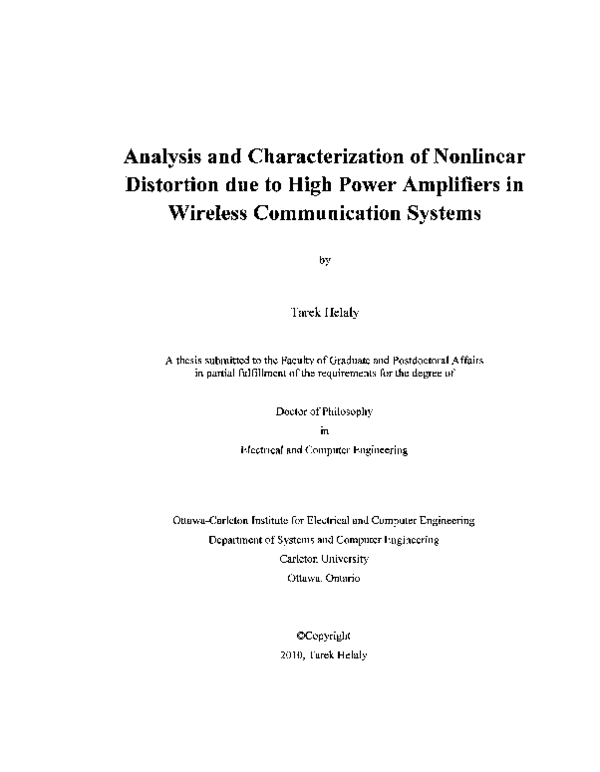 (PDF) Analysis and characterization of nonlinear distortion due to high power amplifiers in ...