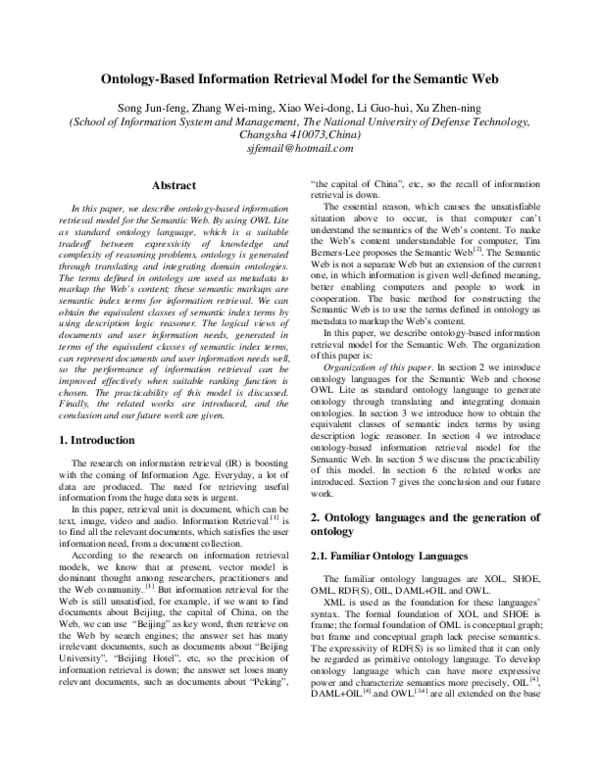 (PDF) Ontology-Based Information Retrieval Model for the Semantic Web