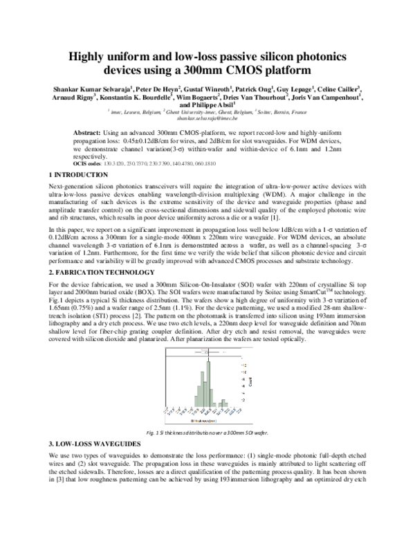 (PDF) Highly uniform and low-loss passive silicon photonics devices ...