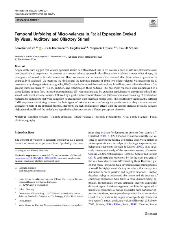 (PDF) Temporal Unfolding of Micro-valences in Facial Expression Evoked ...