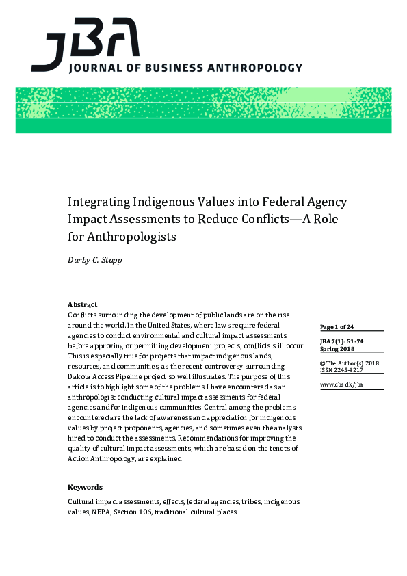 (PDF) Integrating Indigenous Values into Federal Agency Impact ...