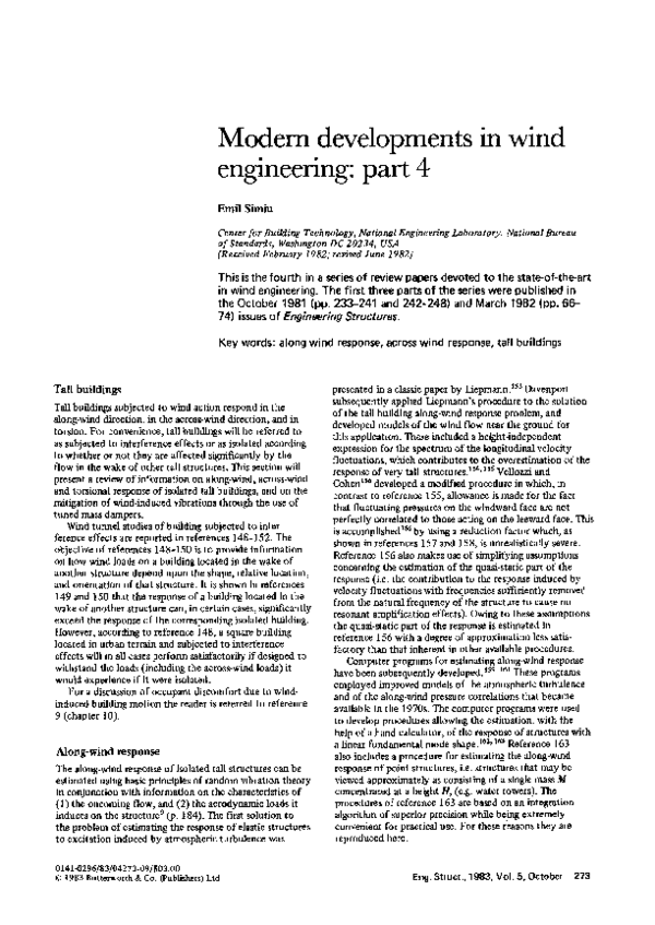 (PDF) Modern developments in wind engineering: part 4