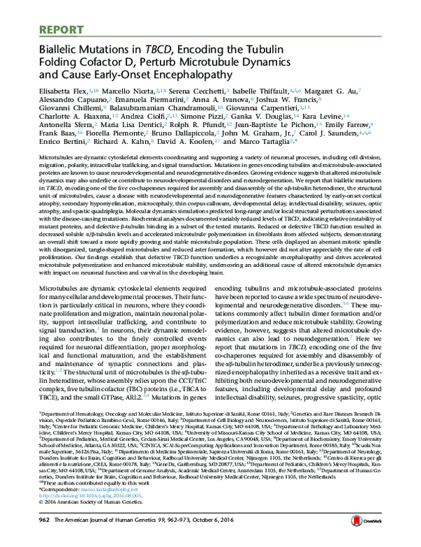 (PDF) Biallelic Mutations in TBCD, Encoding the Tubulin Folding ...