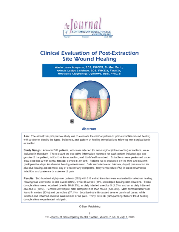 (PDF) Clinical evaluation of post-extraction site wound healing