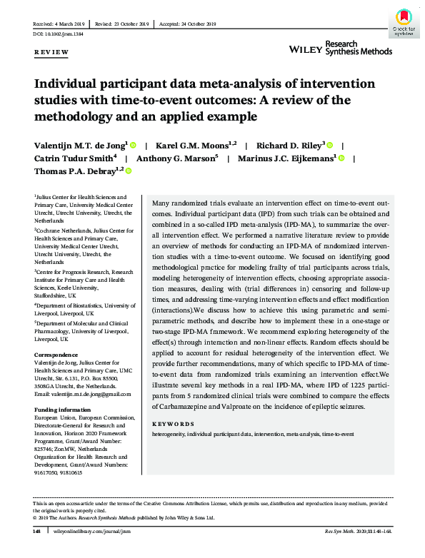 (PDF) Individual participant data meta‐analysis of intervention studies with time‐to‐event ...