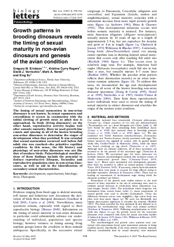 (PDF) Growth patterns in brooding dinosaurs reveals the timing of ...