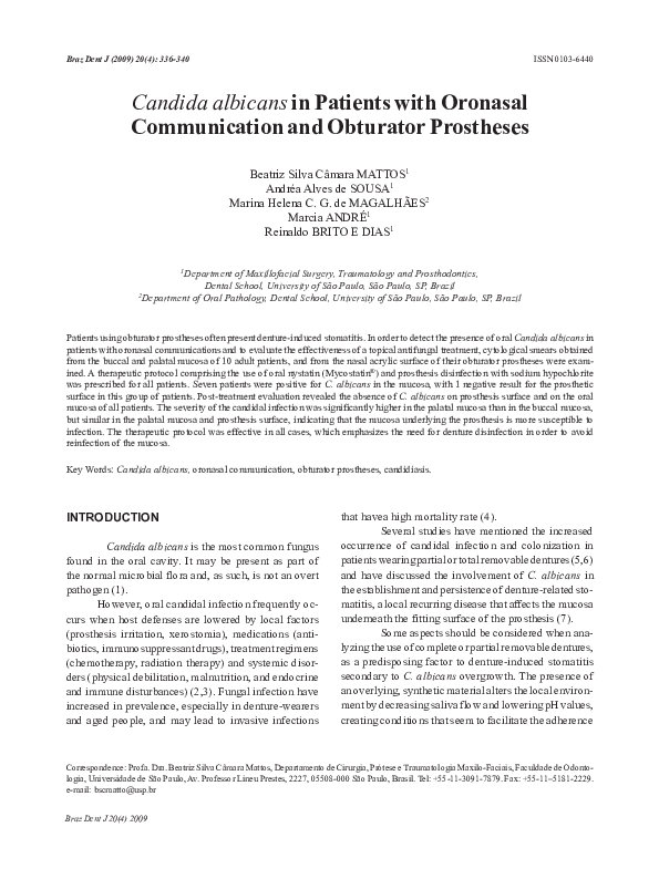 (PDF) Candida albicans in patients with oronasal communication and ...