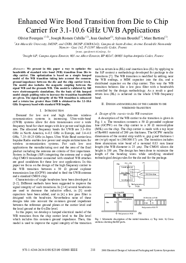 (PDF) Enhanced wire bond transition from die to chip carrier for 3.1-10 ...