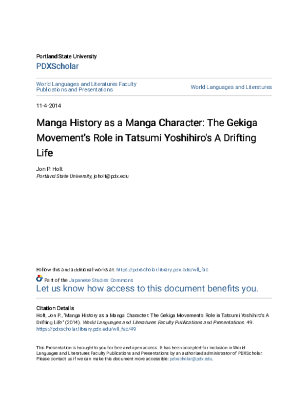 (PDF) Manga History as a Manga Character: The Gekiga Movement's Role in ...