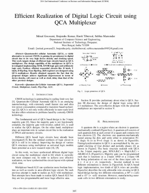 (PDF) Efficient realization of digital logic circuit using QCA multiplexer