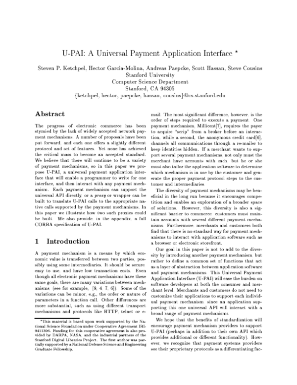 (PDF) U-PAI: A universal payment application interface