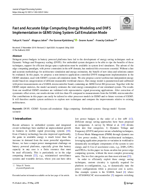 Pdf Fast And Accurate Edge Computing Energy Modeling And Dvfs Implementation In Gem5 Using