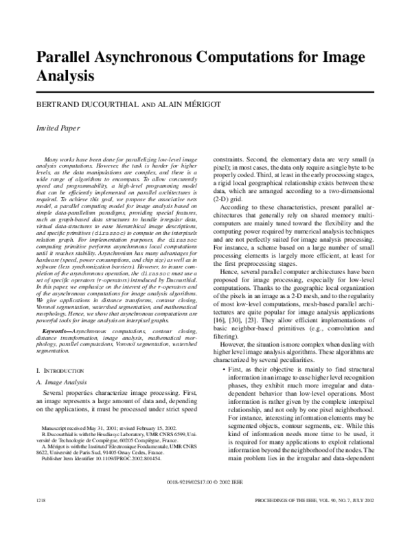 (PDF) Parallel asynchronous computations for image analysis (PDF) Parallel asynchronous computations for image analysis