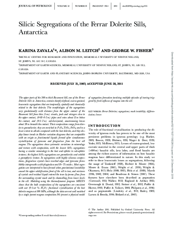 (PDF) Silicic Segregations of the Ferrar Dolerite Sills, Antarctica