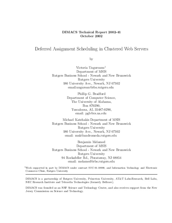 (PDF) Deferred assignment scheduling in clustered Web servers