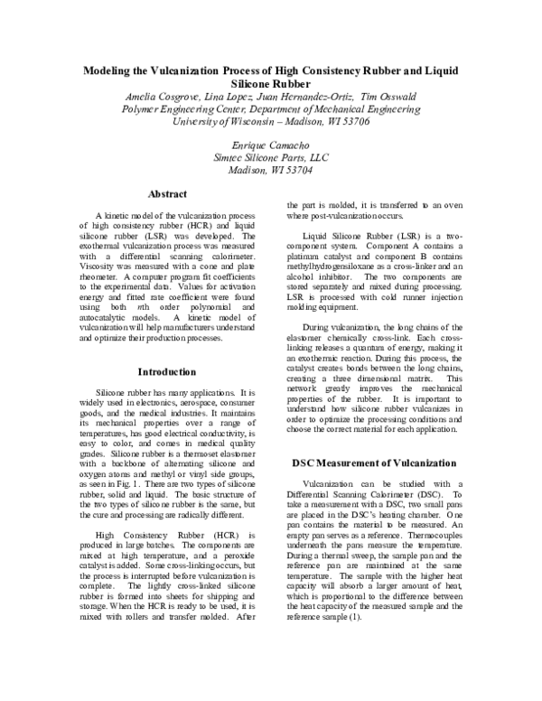 (PDF) Modeling the Vulcanization Process of High Consistency Rubber and ...
