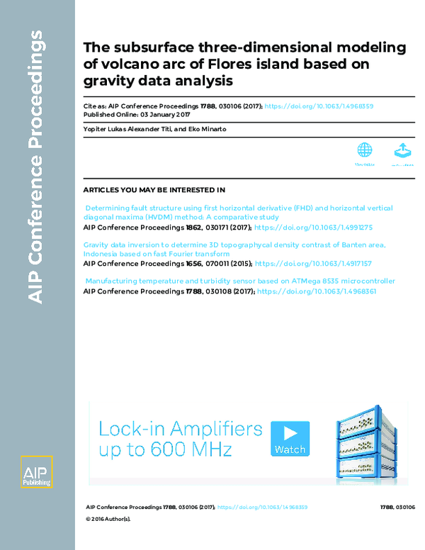 (PDF) The subsurface three-dimensional modeling of volcano arc of ...