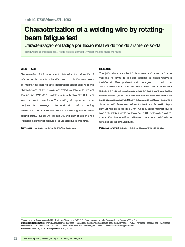 (PDF) Characterization of a welding wire by rotating beam fatigue test
