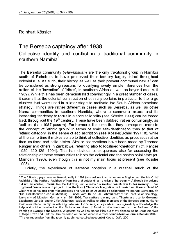(PDF) The Berseba captaincy after 1938: Collective identity and ...