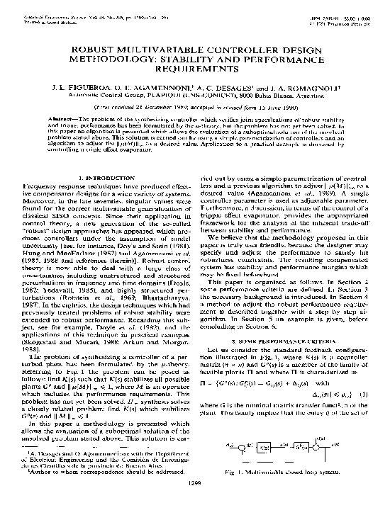 (PDF) Robust multivariable controller design methodology: stability and performance requirements