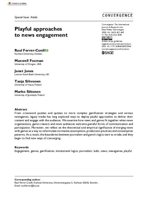 (PDF) Playful approaches to news engagement