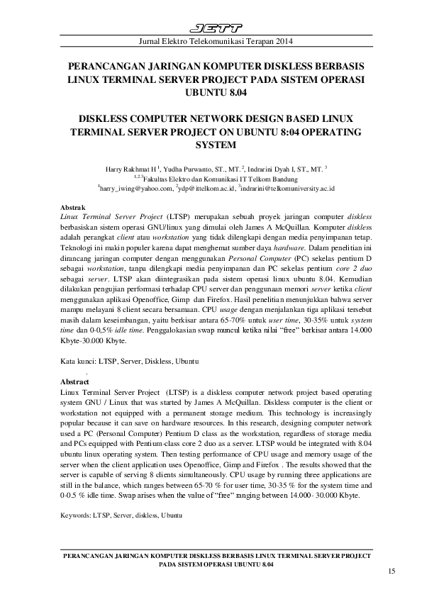 (PDF) Perancangan Jaringan Komputer Diskless Berbasis Linux Terminal ...