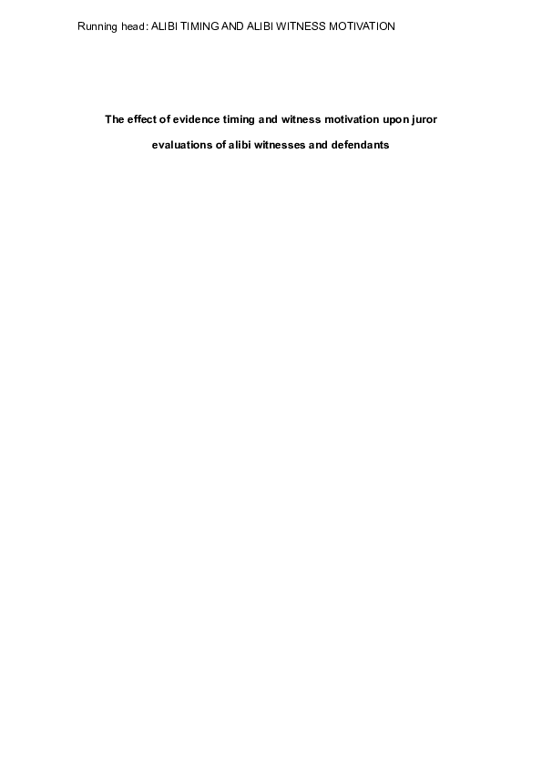 (PDF) The Effect of Evidence Timing and Witness Motivation upon Juror ...