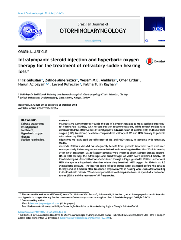 (PDF) Intratympanic steroid injection and hyperbaric oxygen therapy for ...