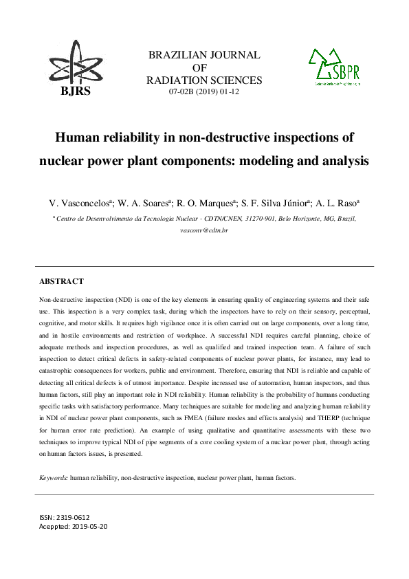 (PDF) Human reliability in non-destructive inspections of nuclear power ...