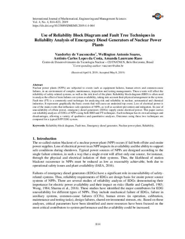 Pdf Use Of Reliability Block Diagram And Fault Tree Techniques In
