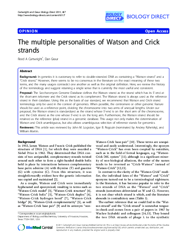 (PDF) The multiple personalities of Watson and Crick strands