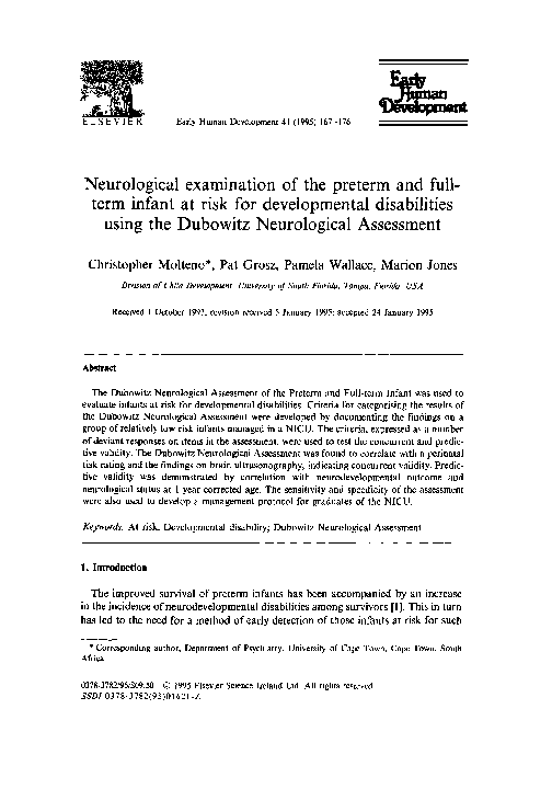 (PDF) Neurological examination of the preterm and full-term infant at ...