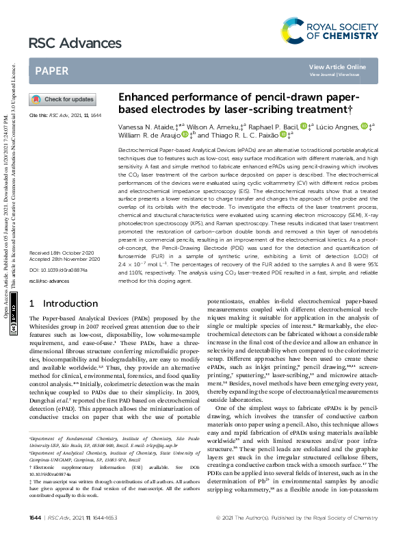 (PDF) Enhanced performance of pencil-drawn paper-based electrodes by ...