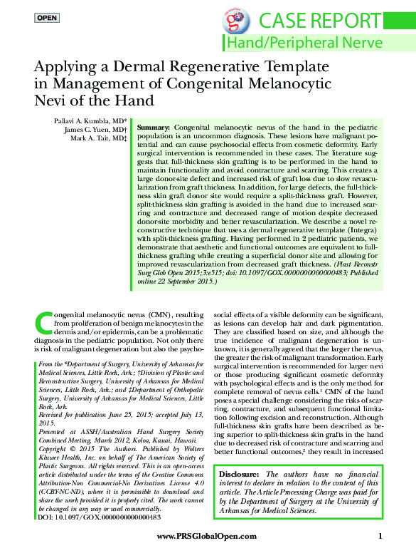 (PDF) Applying a Dermal Regenerative Template in Management of ...