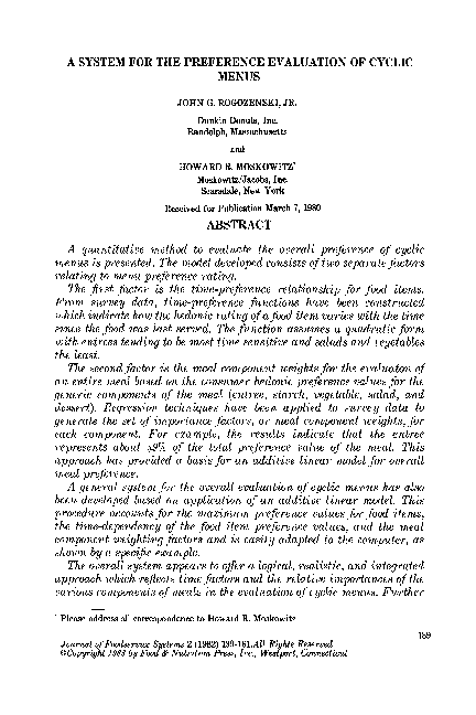 (PDF) A System for the Preference Evaluation of Cyclic Menus