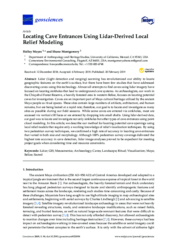 Pdf Locating Cave Entrances Using Lidar Derived Local Relief Modeling