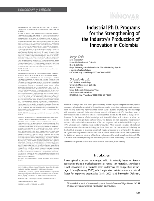 (PDF) The industrial PhD programs for the strengthening of the industry ...
