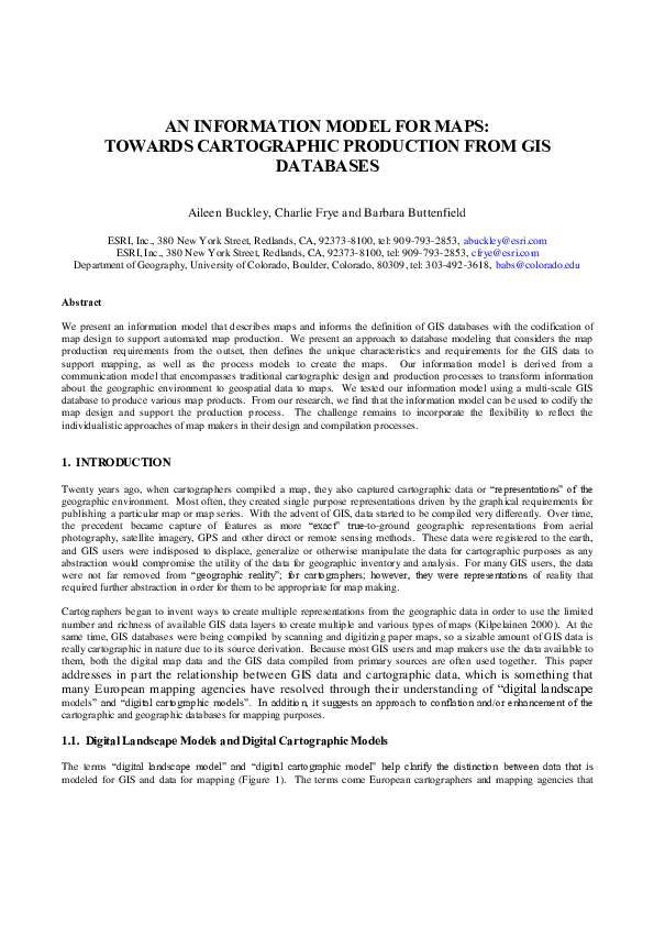 (PDF) An information model for maps: Towards cartographic production from GIS databases