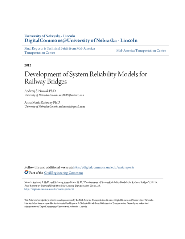 (PDF) Development of System Reliability Models forRailway Bridges