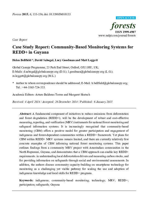 (PDF) Case Study Report: Community-Based Monitoring Systems for REDD+ ...
