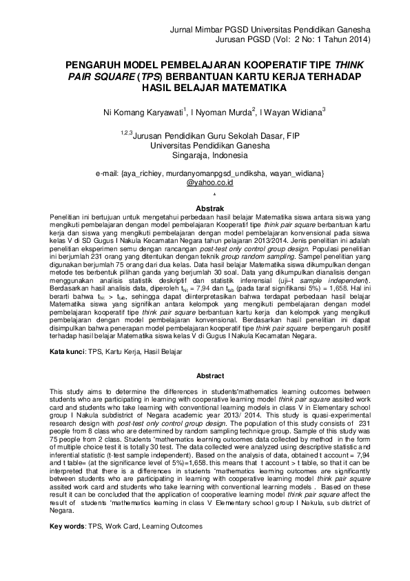 (PDF) Pengaruh Model Pembelajaran Siklus Belajar 5E Berbantuan Media Gambar Terhadap Hasil ...