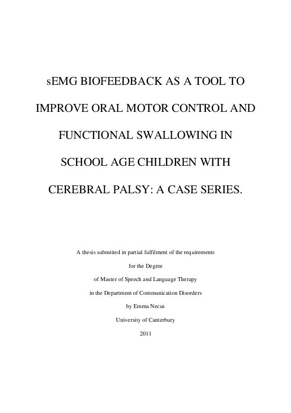 (PDF) sEMG biofeedback as a tool to improve oral motor control and ...
