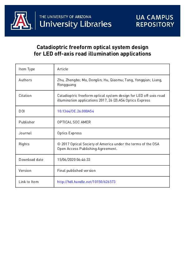 (PDF) Catadioptric freeform optical system design for LED off-axis road ...