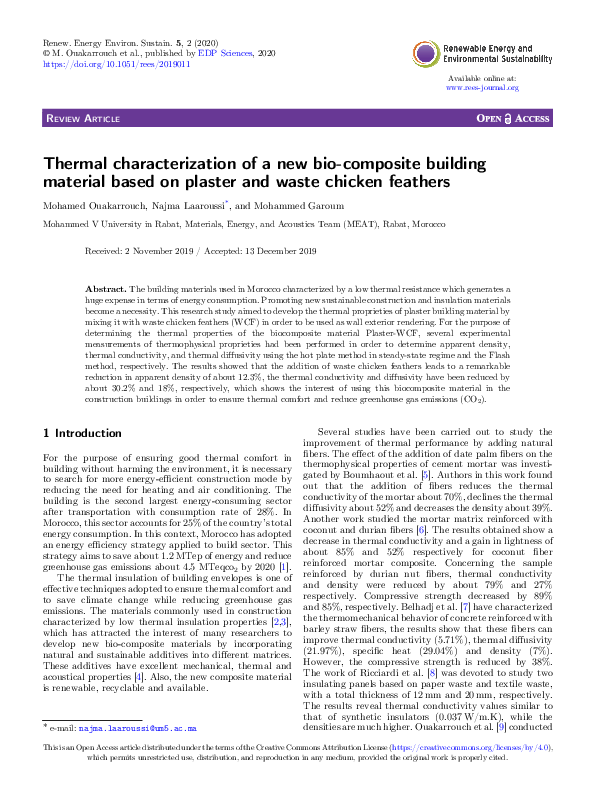 (PDF) Thermal characterization of a new bio-composite building material ...
