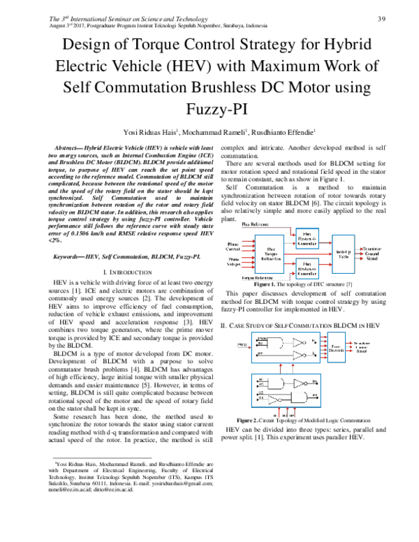 Pdf Design Of Torque Control Strategy For Hybrid Electric Vehicle Hev With Maximum Work Of
