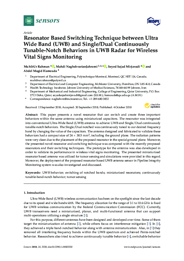 Pdf Resonator Based Switching Technique Between Ultra Wide Band Uwb And Single Dual