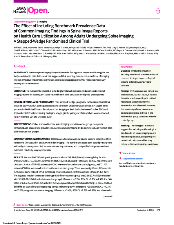 (PDF) The Effect of Including Benchmark Prevalence Data of Common ...