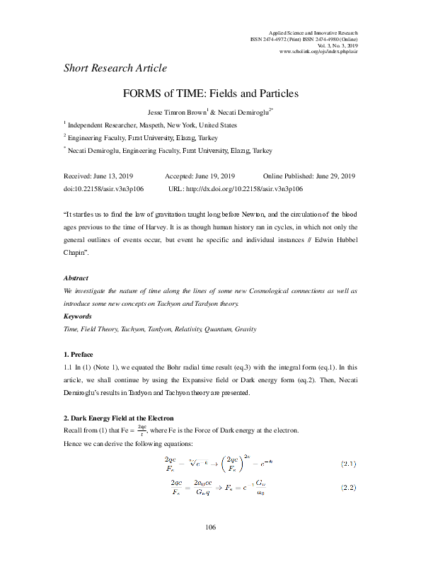 (PDF) FORMS of TIME: Fields and Particles